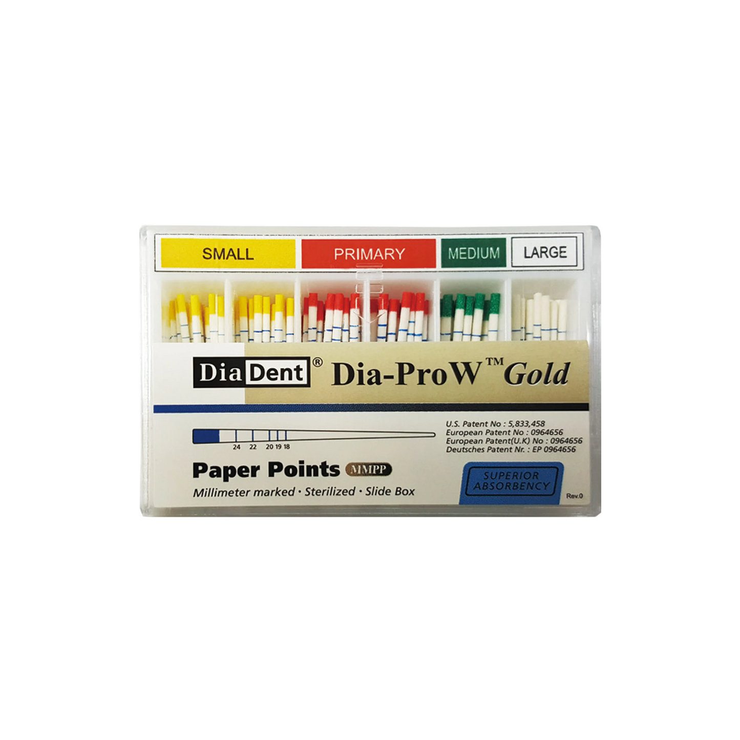 Dia-Pro W Gold Paper Points – SoniDent
